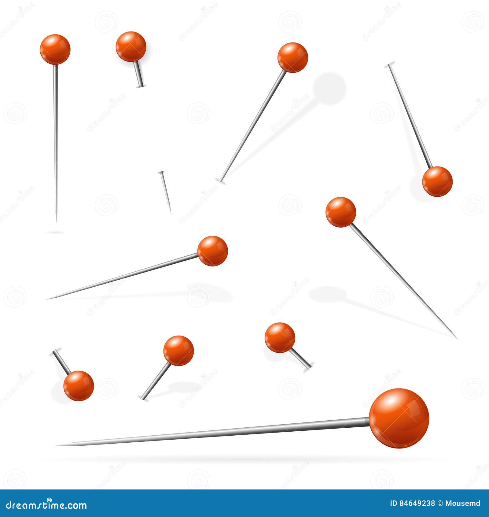 Sewing Red Needles or Pin Set. Vector Stock Vector - Illustration of ...