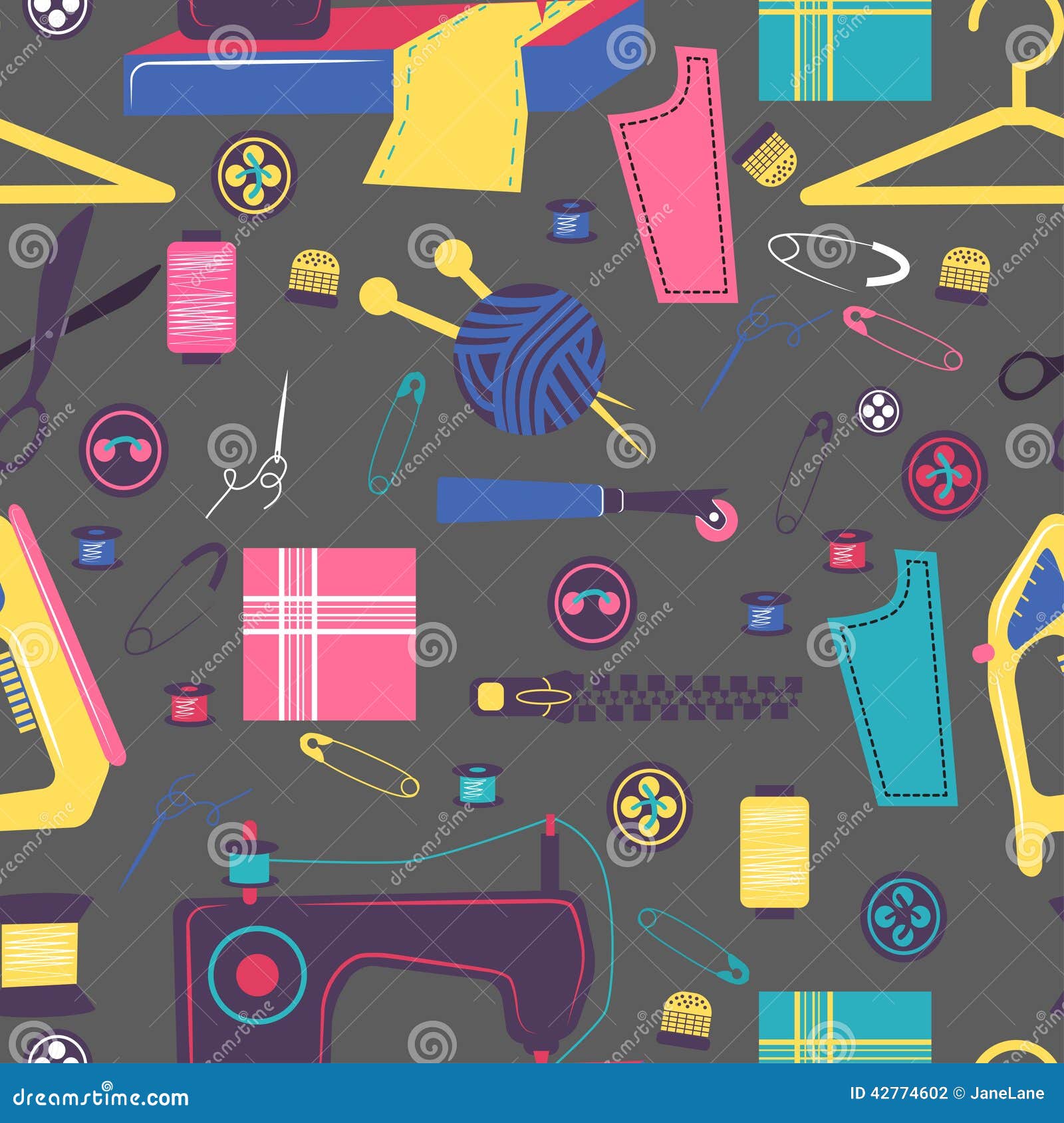 Sewing Related Elements, Seamless Color Pattern Stock Vector ...