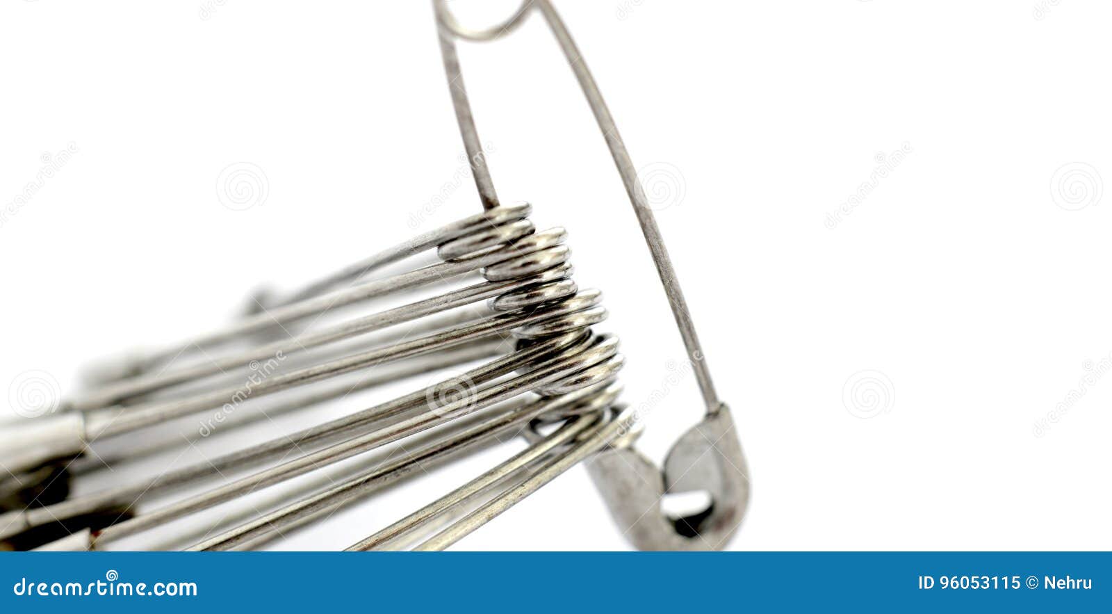 Sewing Safety Pin Macro on a White Background, Stock Image - Image of ...