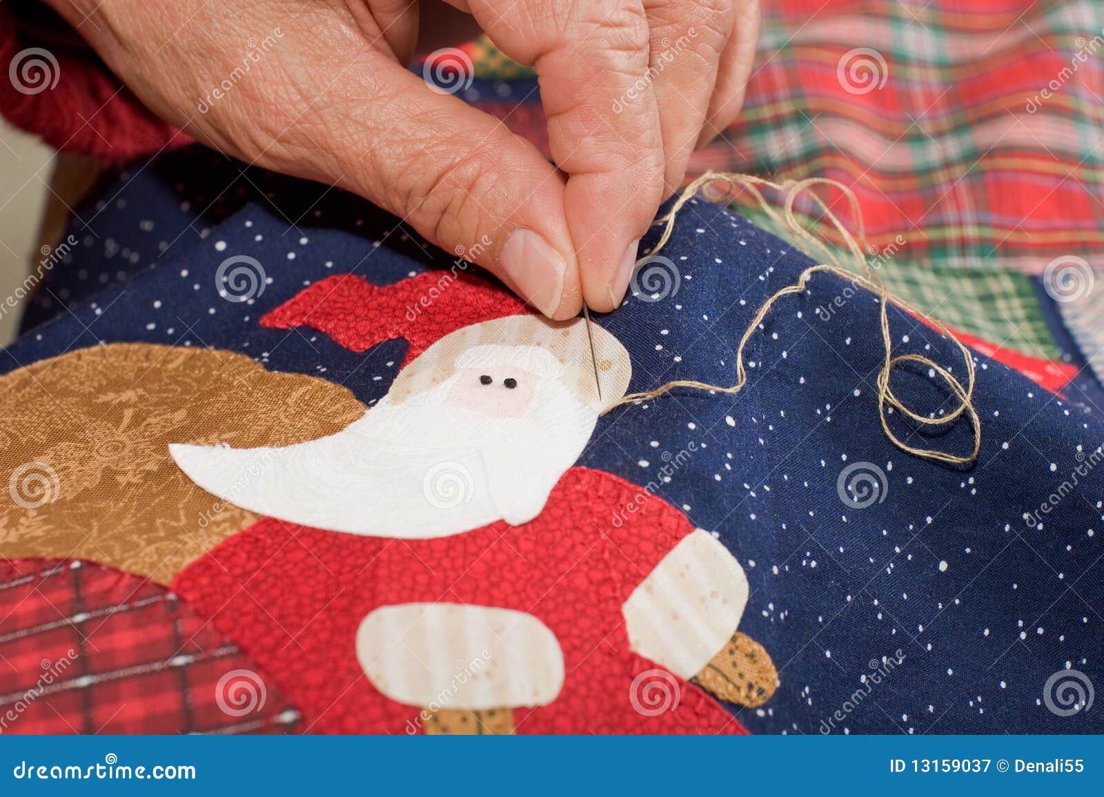 Sewing santa s brim stock image. Image of holiday, floss - 13159037