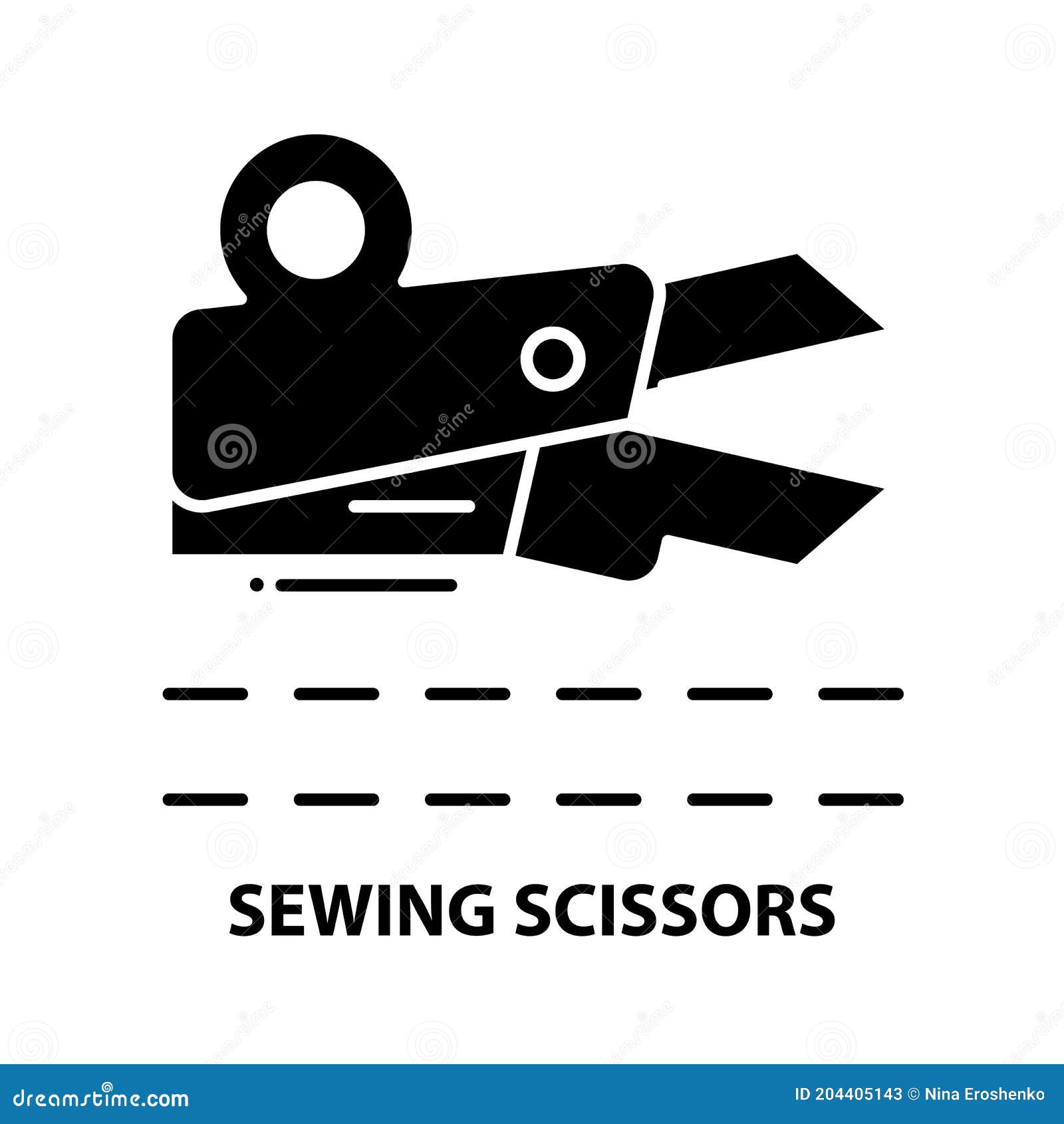 Sewing Scissors Icon, Black Vector Sign with Editable Strokes, Concept ...