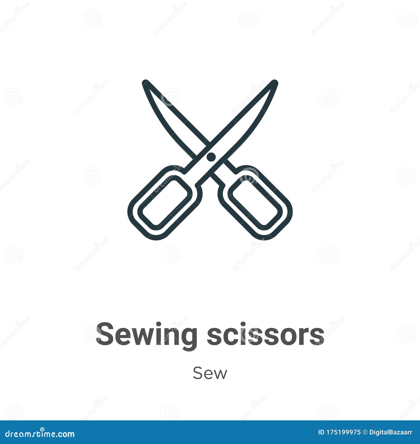 Sewing Scissors Outline Vector Icon. Thin Line Black Sewing Scissors ...