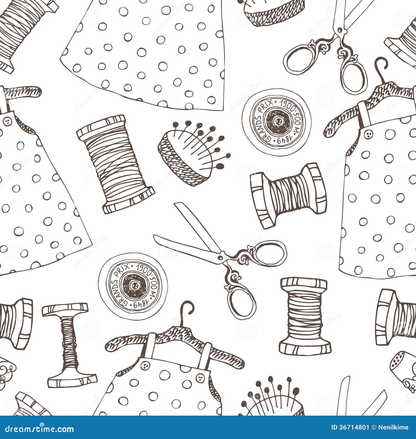 Sewing seamless background stock vector. Illustration of needle - 36714801