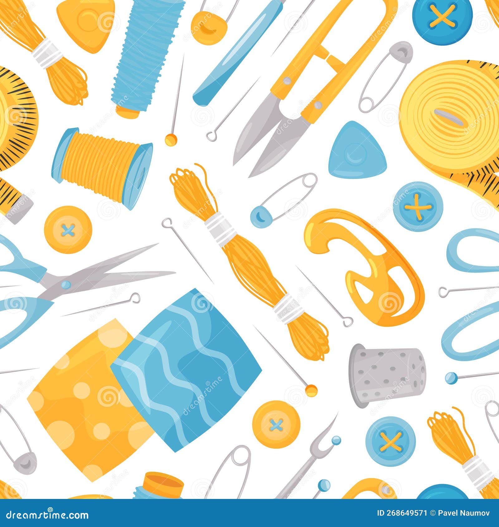 Sewing Seamless Pattern Design with Tools for Handmade Craft Vector ...