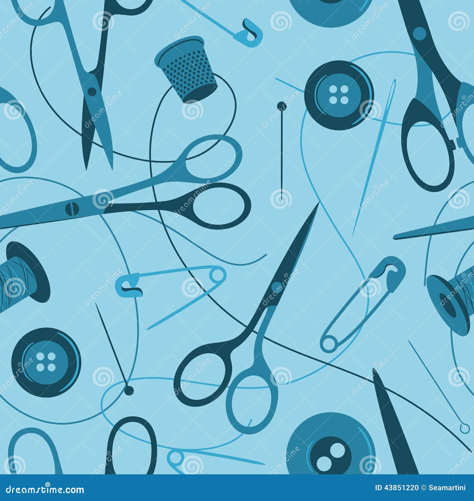 Sewing seamless pattern stock vector. Illustration of silhouette - 43851220