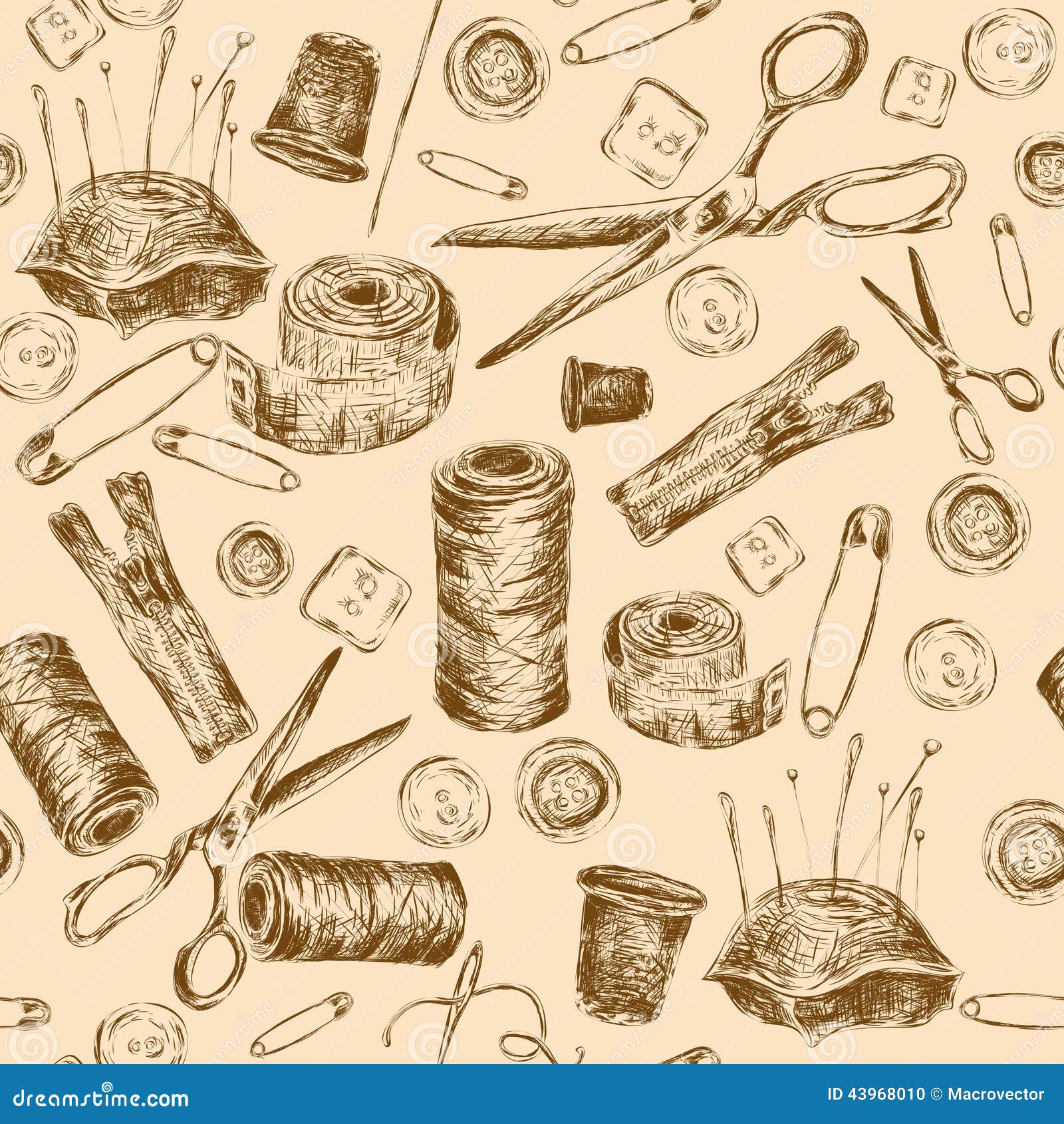 Sewing seamless pattern stock vector. Illustration of leisure - 43968010