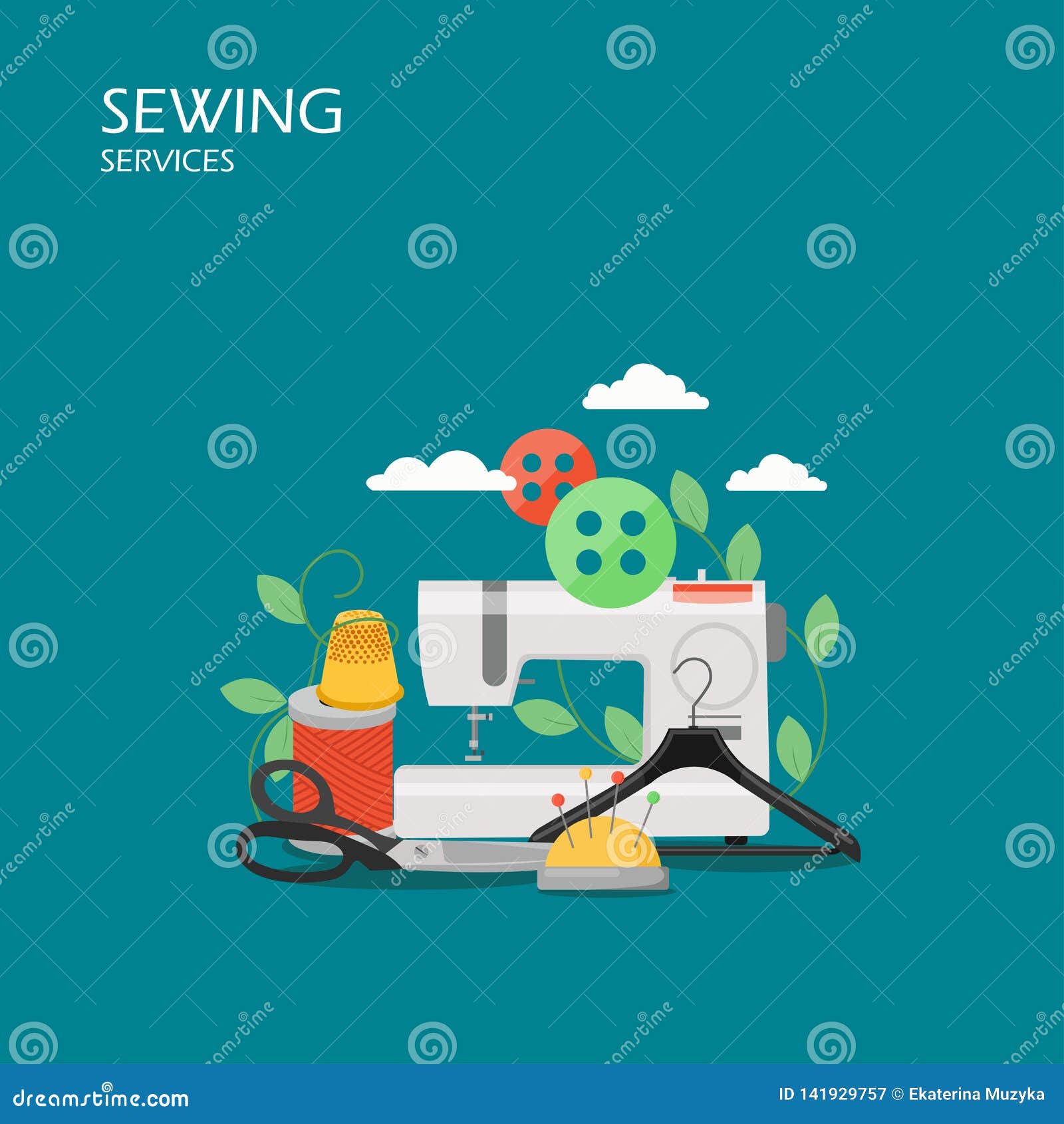 Sewing Services Vector Flat Style Design Illustration Stock Vector ...