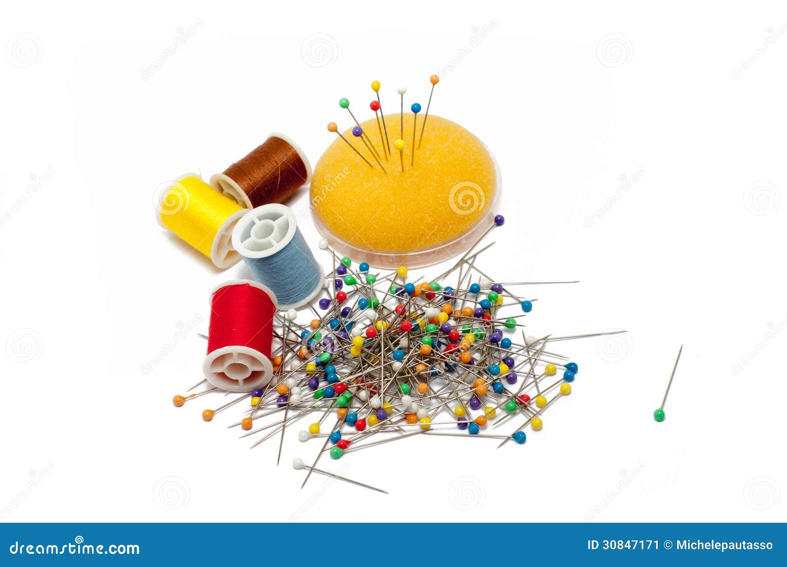 Sewing Set Against White Background Stock Image - Image of reel ...