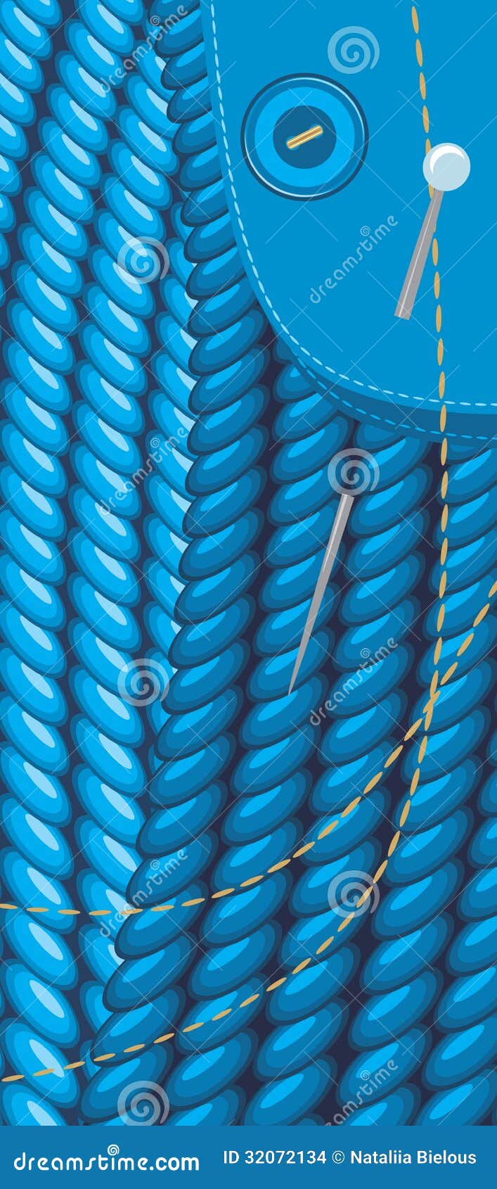 Sewing Set on the Blue Fabric Background Stock Vector - Illustration of ...