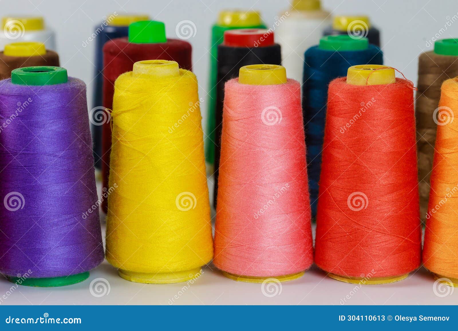 For Sewing Set of Colored Thread Spools. Stock Image - Image of fiber ...