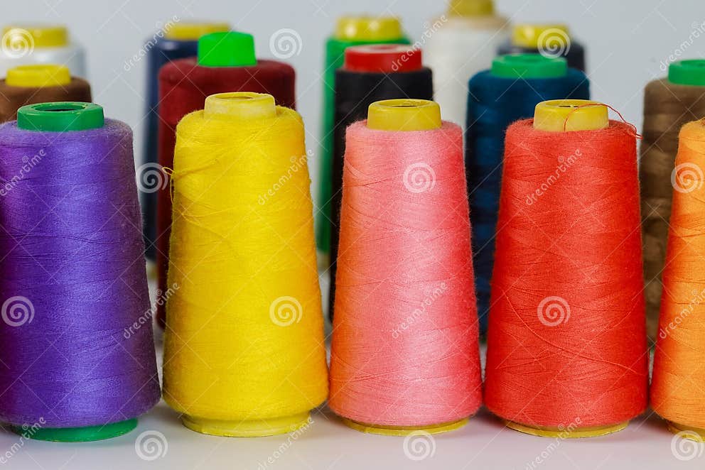 For Sewing Set of Colored Thread Spools. Stock Image - Image of fiber ...