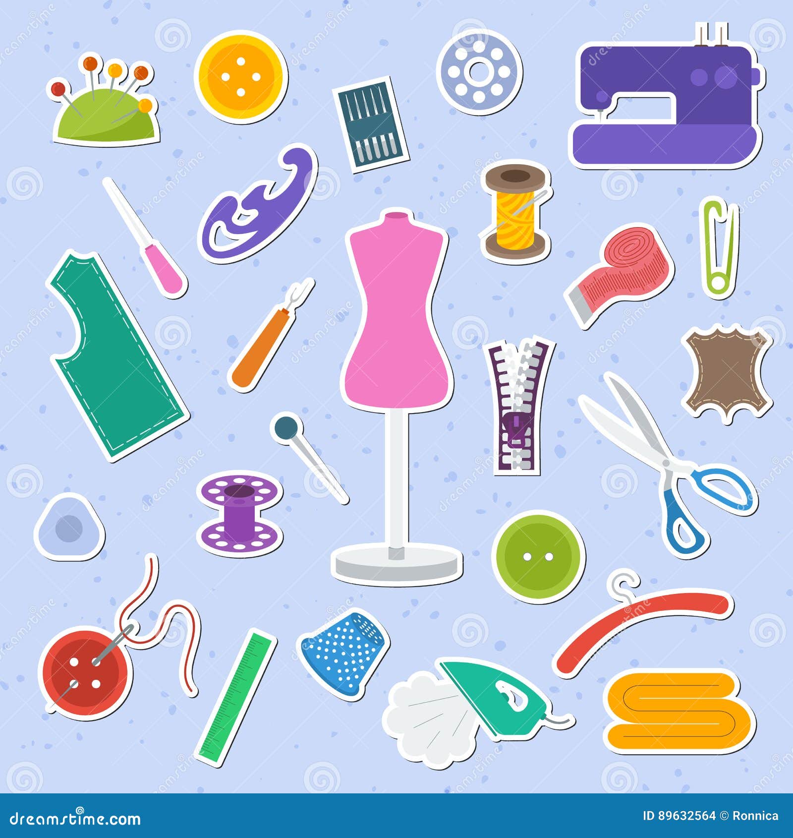 Sewing Tools and Accessories Stock Vector - Illustration of needle ...