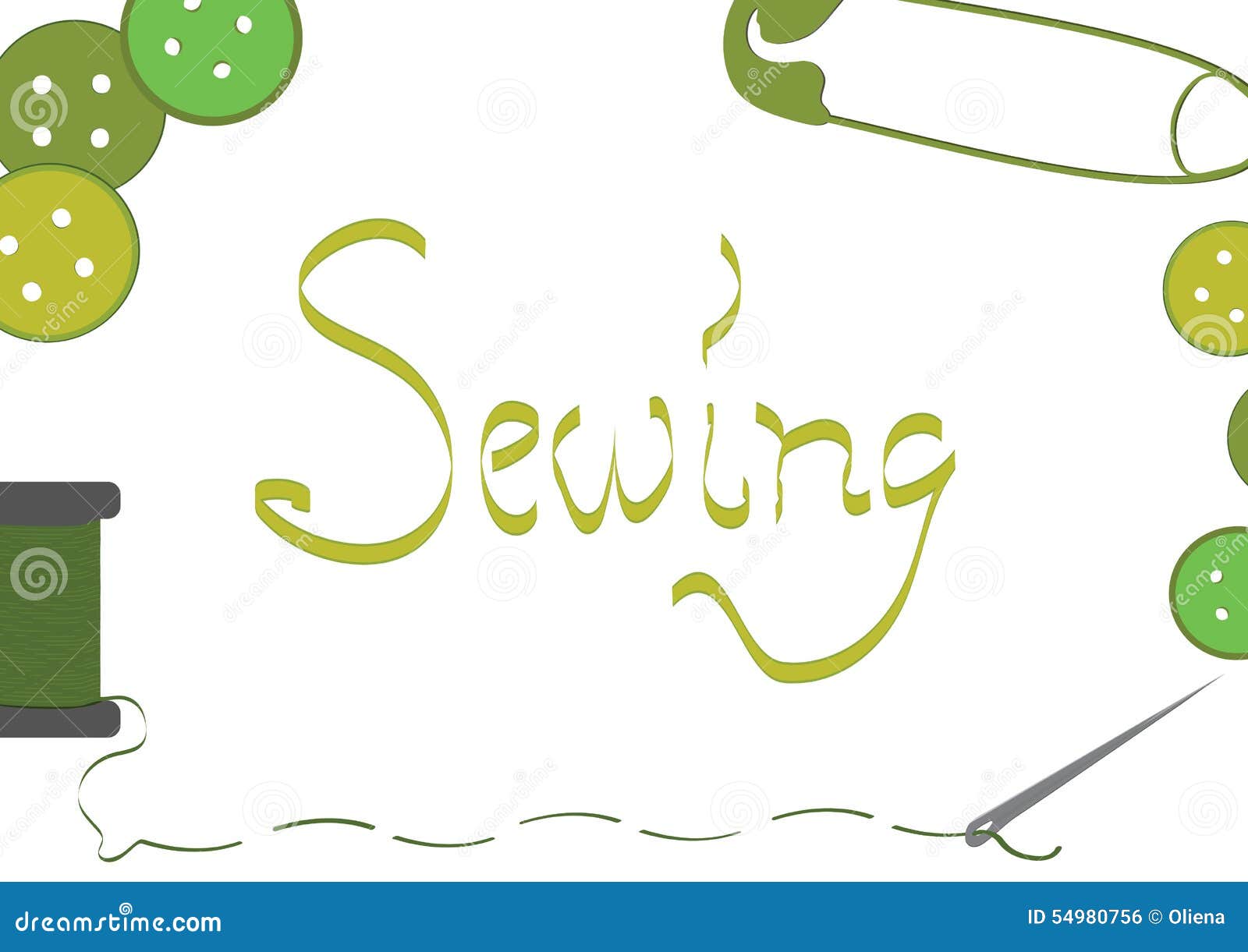 Sewing set green stock illustration. Illustration of string - 54980756