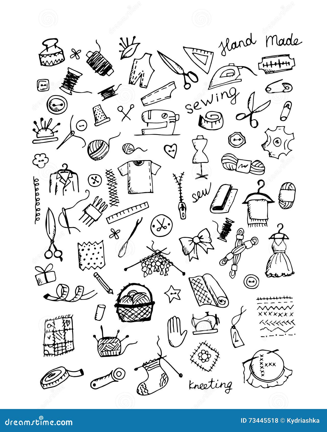 Sewing Set, Sketch for Your Design Stock Vector - Illustration of ...