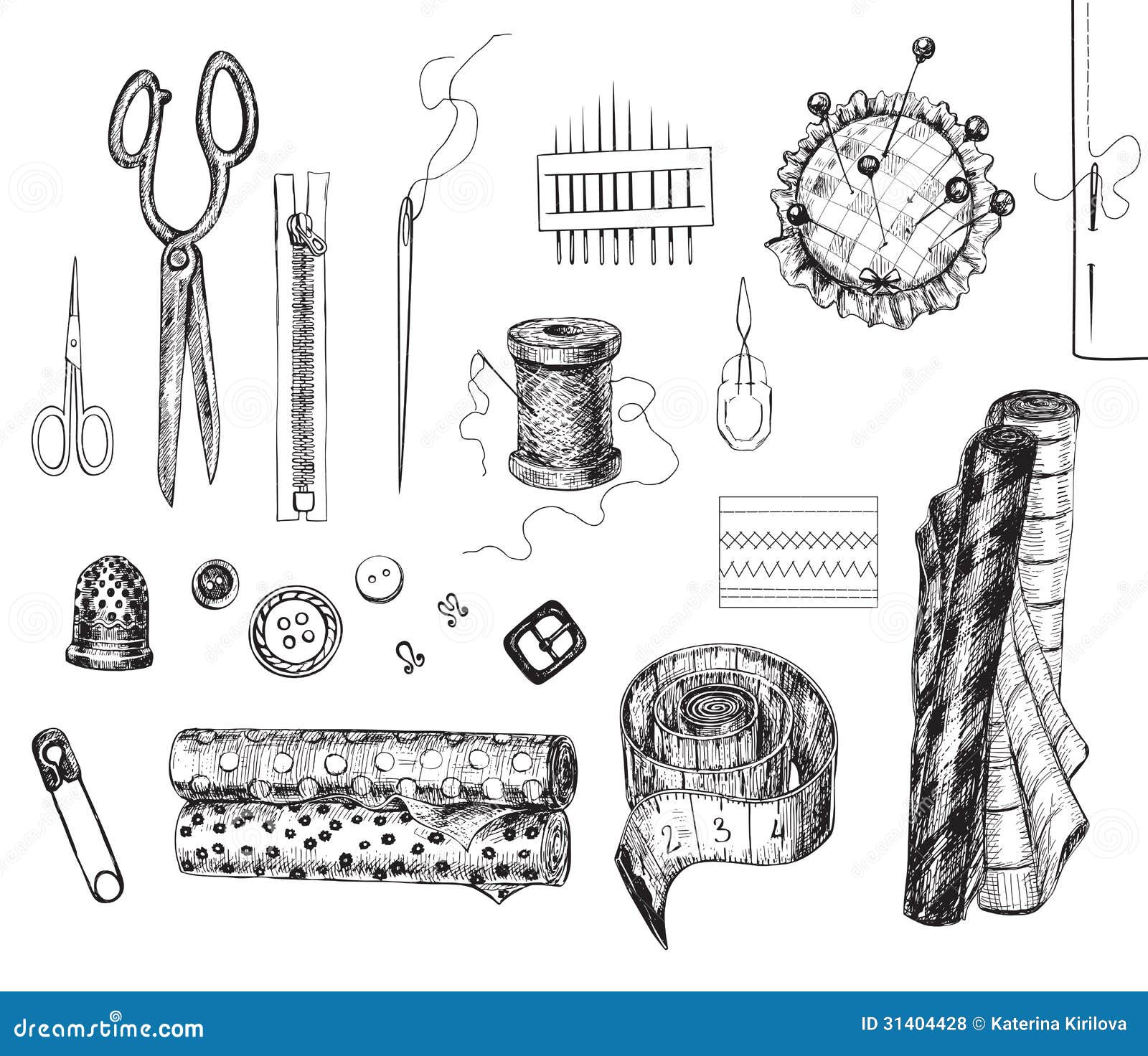 Sewing set stock vector. Illustration of thimble, cloth - 31404428