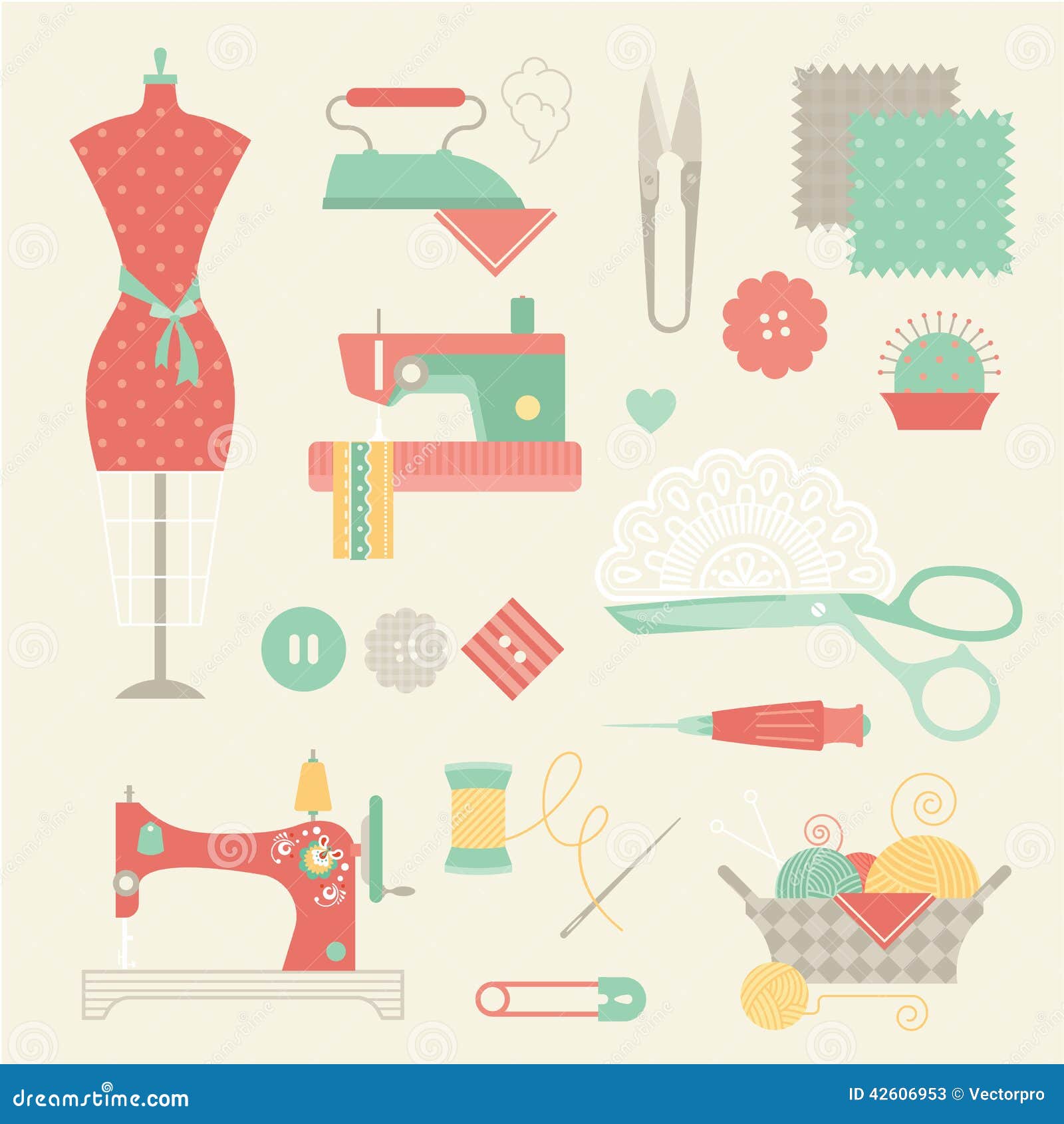 Sewing set stock vector. Illustration of decoratively - 42606953