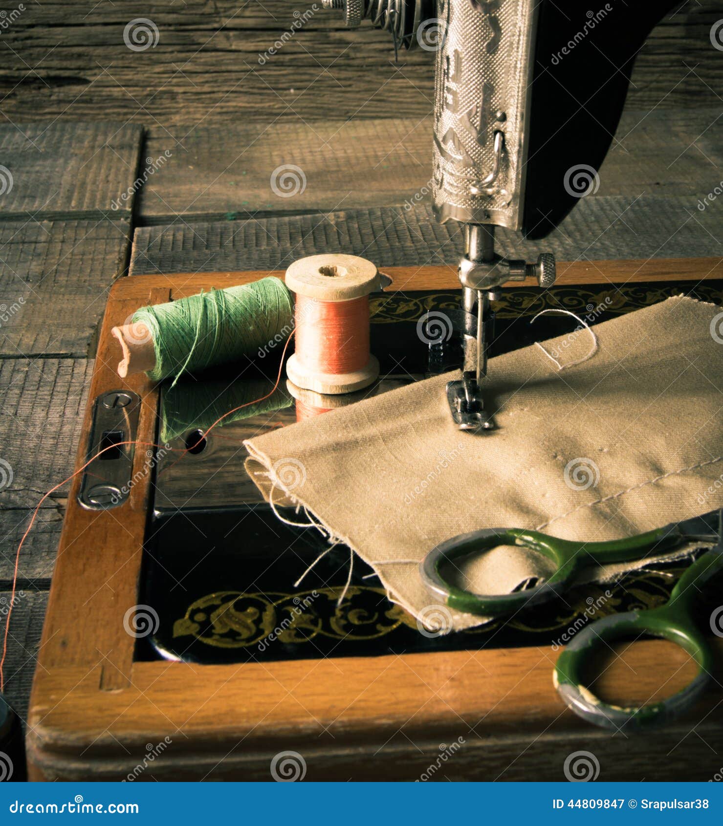 Sewing. Sewing Machine and Tools. Stock Image - Image of craft, fabric ...