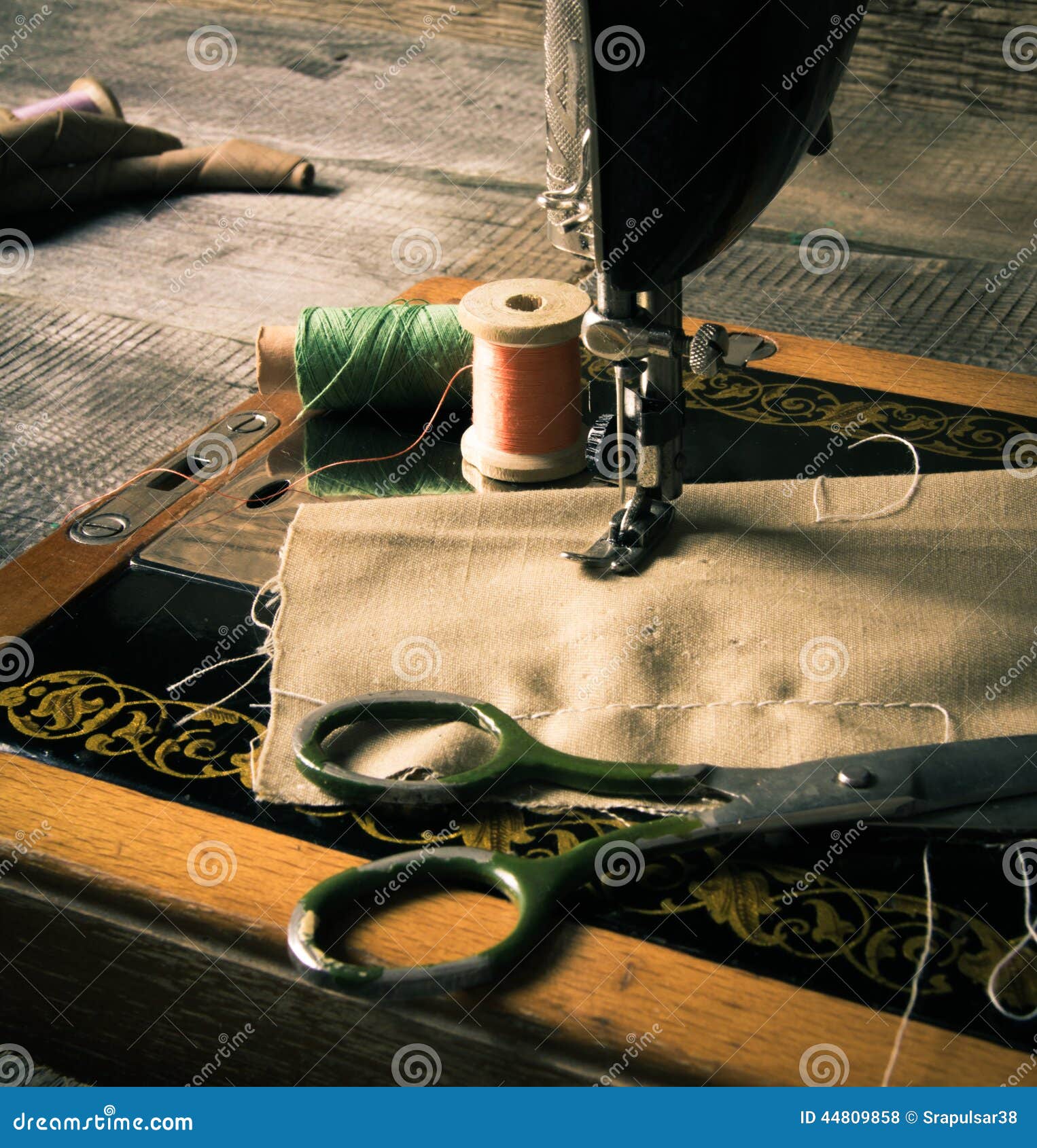 Sewing. Sewing Machine and Tools. Stock Photo - Image of machine ...