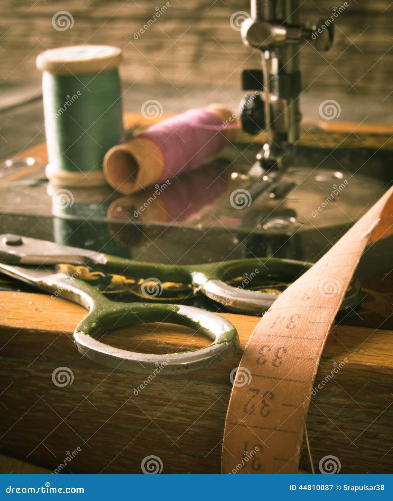 Sewing. Sewing Machine and Tools. Stock Image - Image of embroidery ...