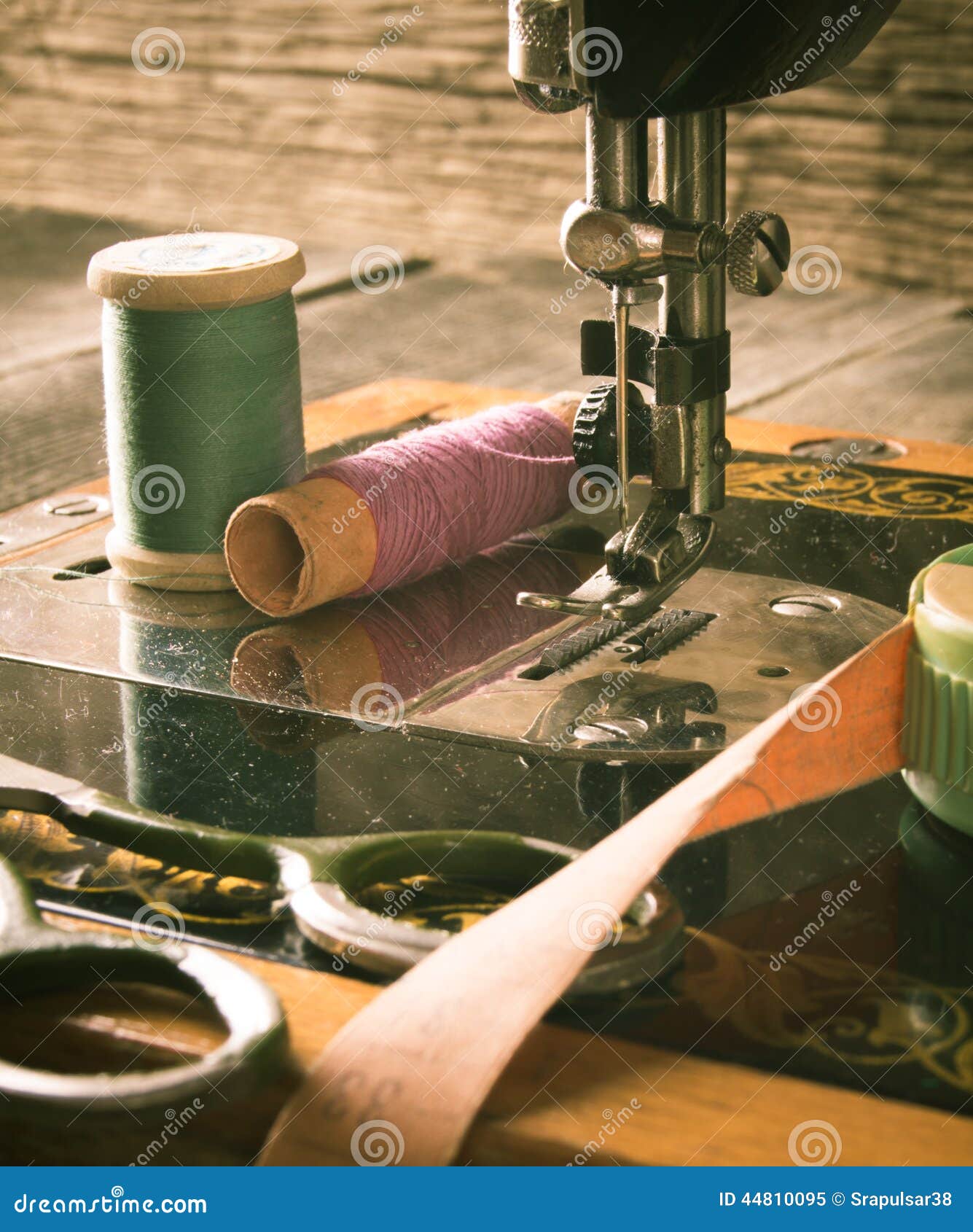 Sewing. Sewing Machine and Tools. Stock Image - Image of dressmaker ...