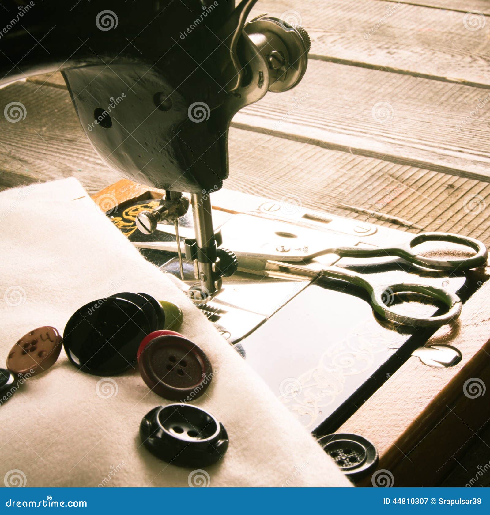 Sewing. Sewing Machine and Tools. Stock Image - Image of closeup ...