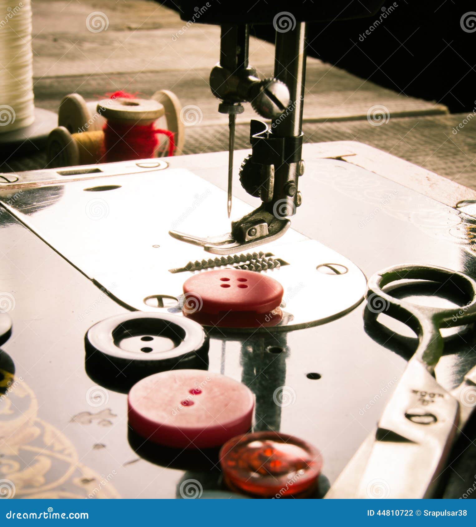 Sewing. Sewing Machine and Tools. Stock Photo - Image of closeup ...