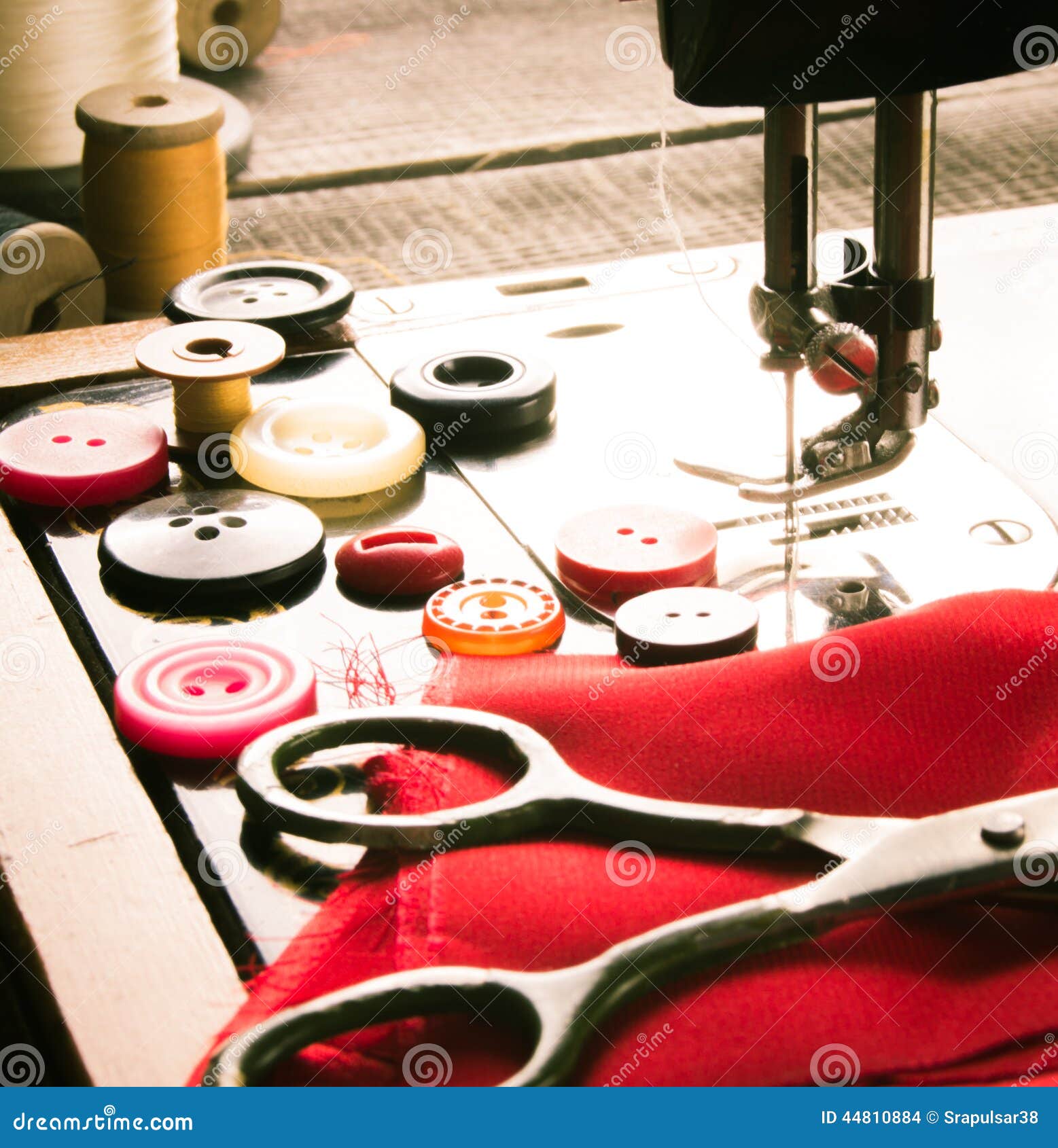 Sewing. Sewing Machine and Tools. Stock Photo - Image of leisure, metal ...