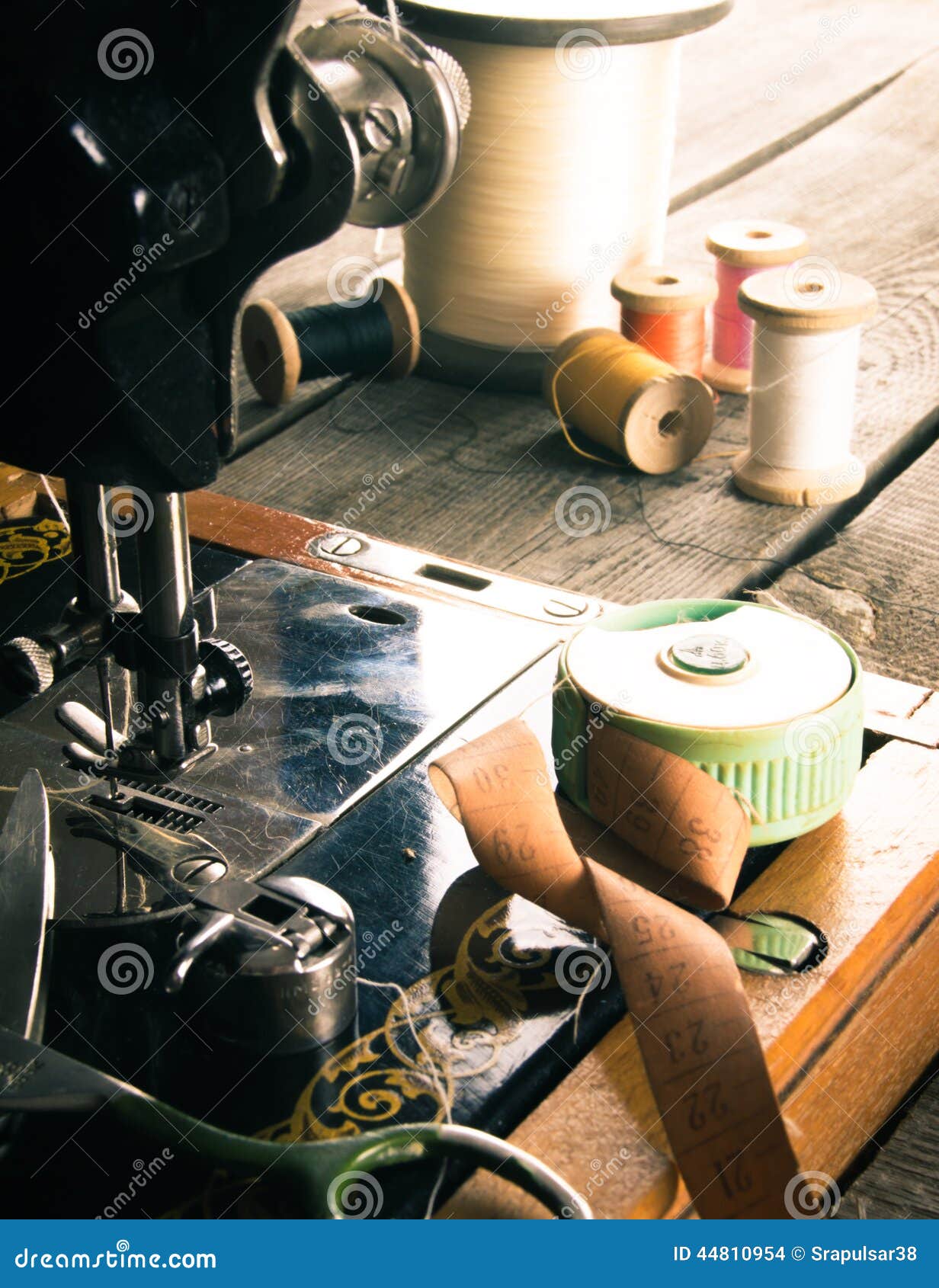 Sewing. Sewing Machine and Tools. Stock Photo - Image of leisure ...