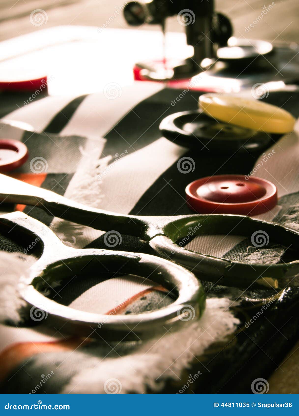 Sewing. Sewing Machine and Tools. Stock Image - Image of black, needle ...