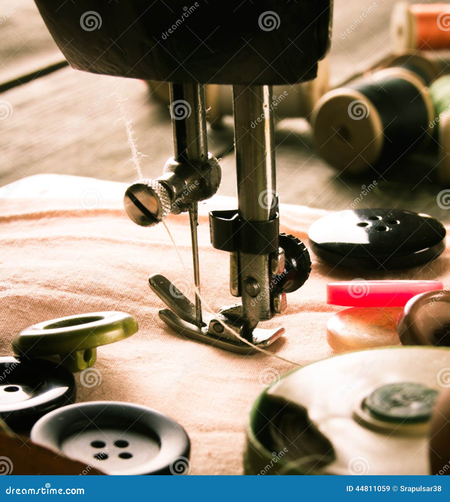 Sewing. Sewing Machine and Tools. Stock Image - Image of dressmaker ...