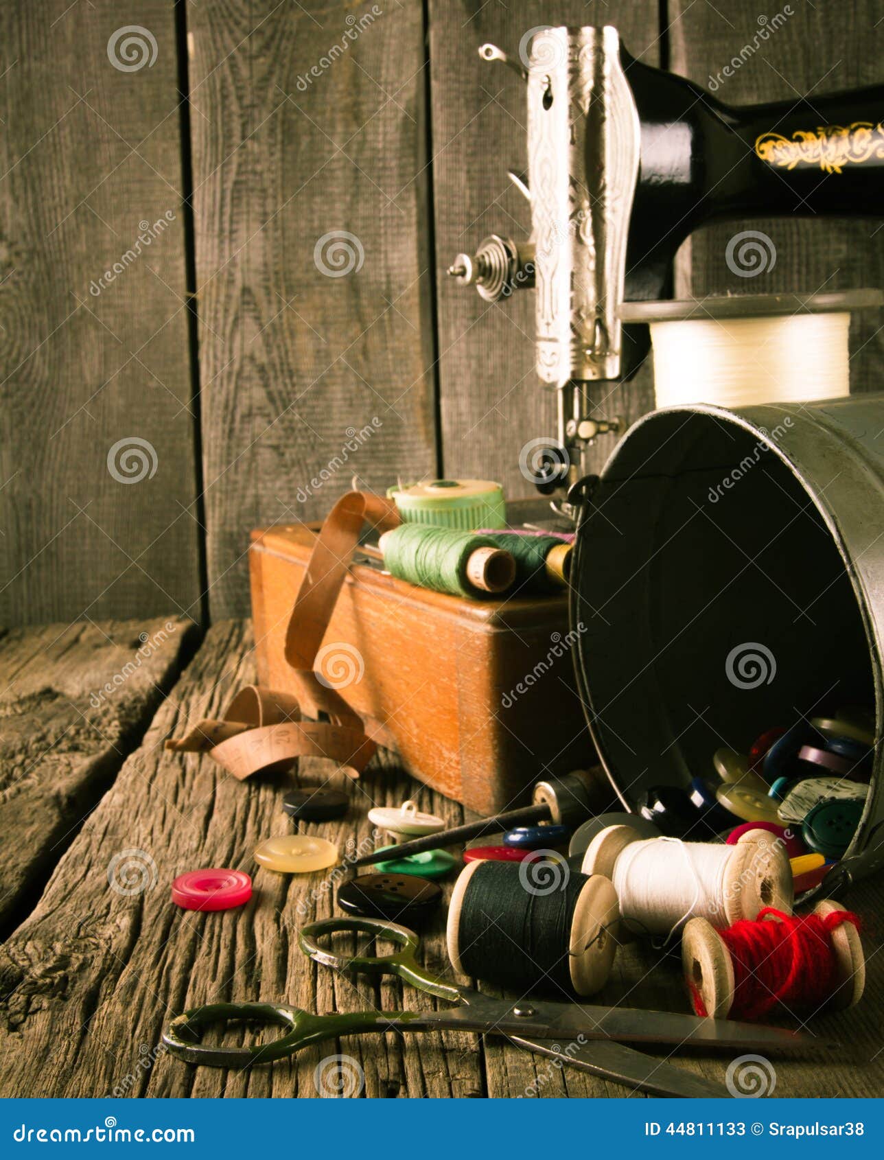 Sewing. Sewing Machine and Tools. Stock Image - Image of needlecraft ...
