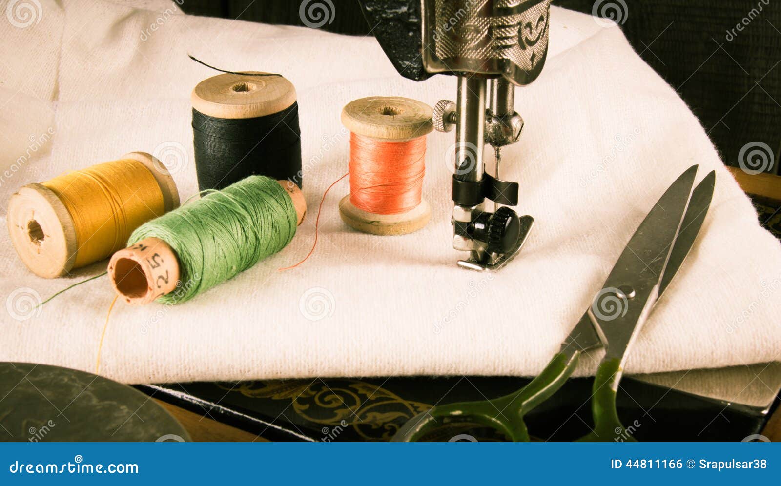 Sewing. Sewing Machine and Tools. Stock Photo - Image of embroidery ...