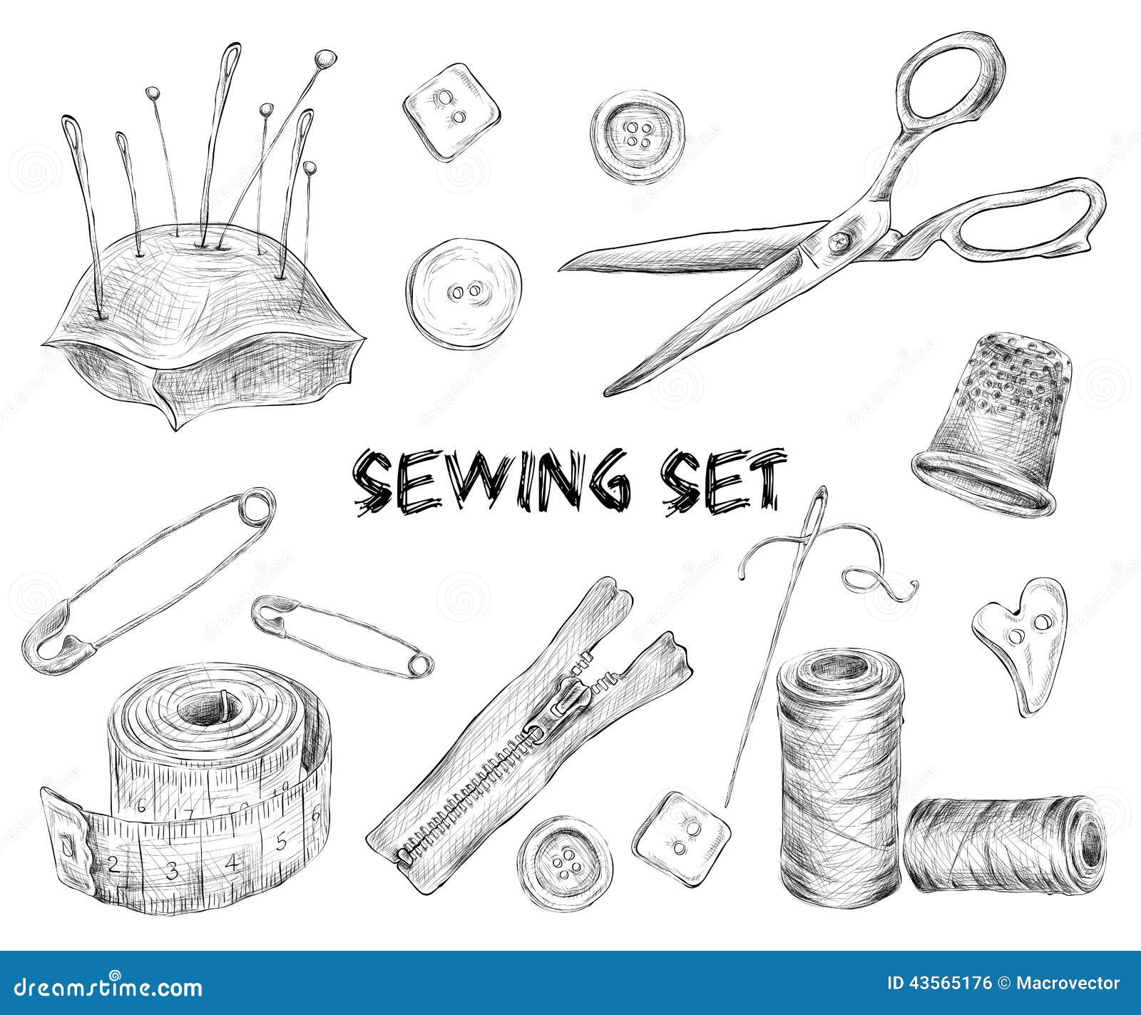 Needle And Thread Spool Drawing Sketch Coloring Page