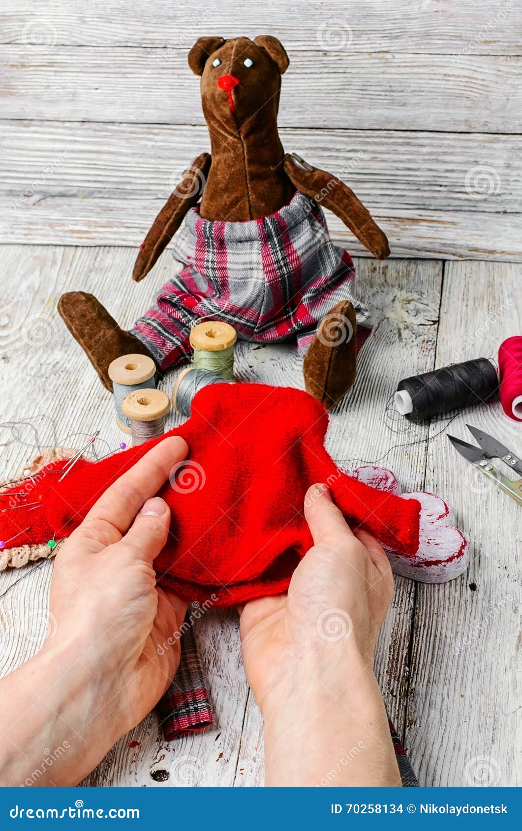 Sewing soft toy stock photo. Image of bear, industry - 70258134
