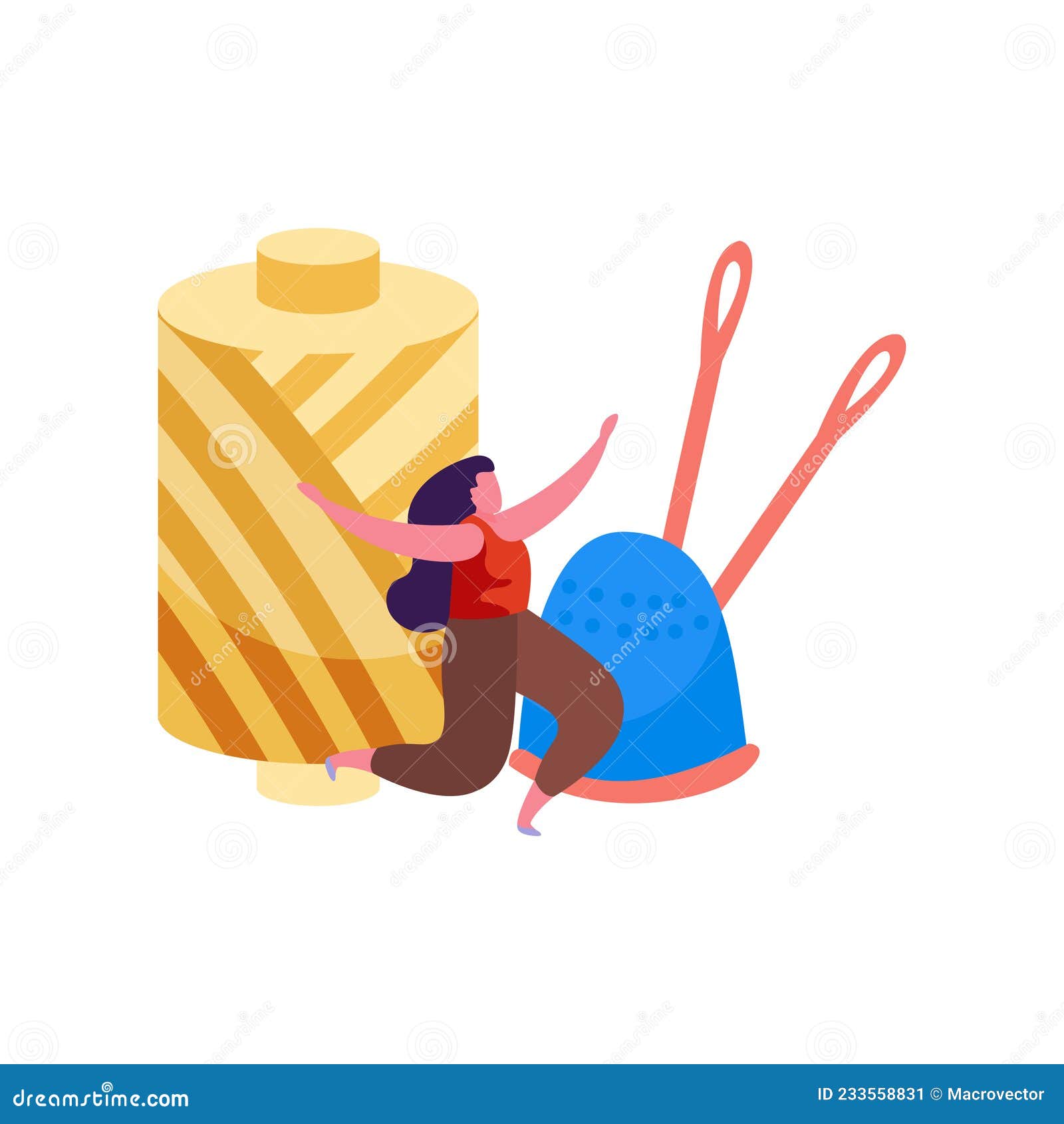 Sewing Spool Needles Composition Stock Vector - Illustration of ...