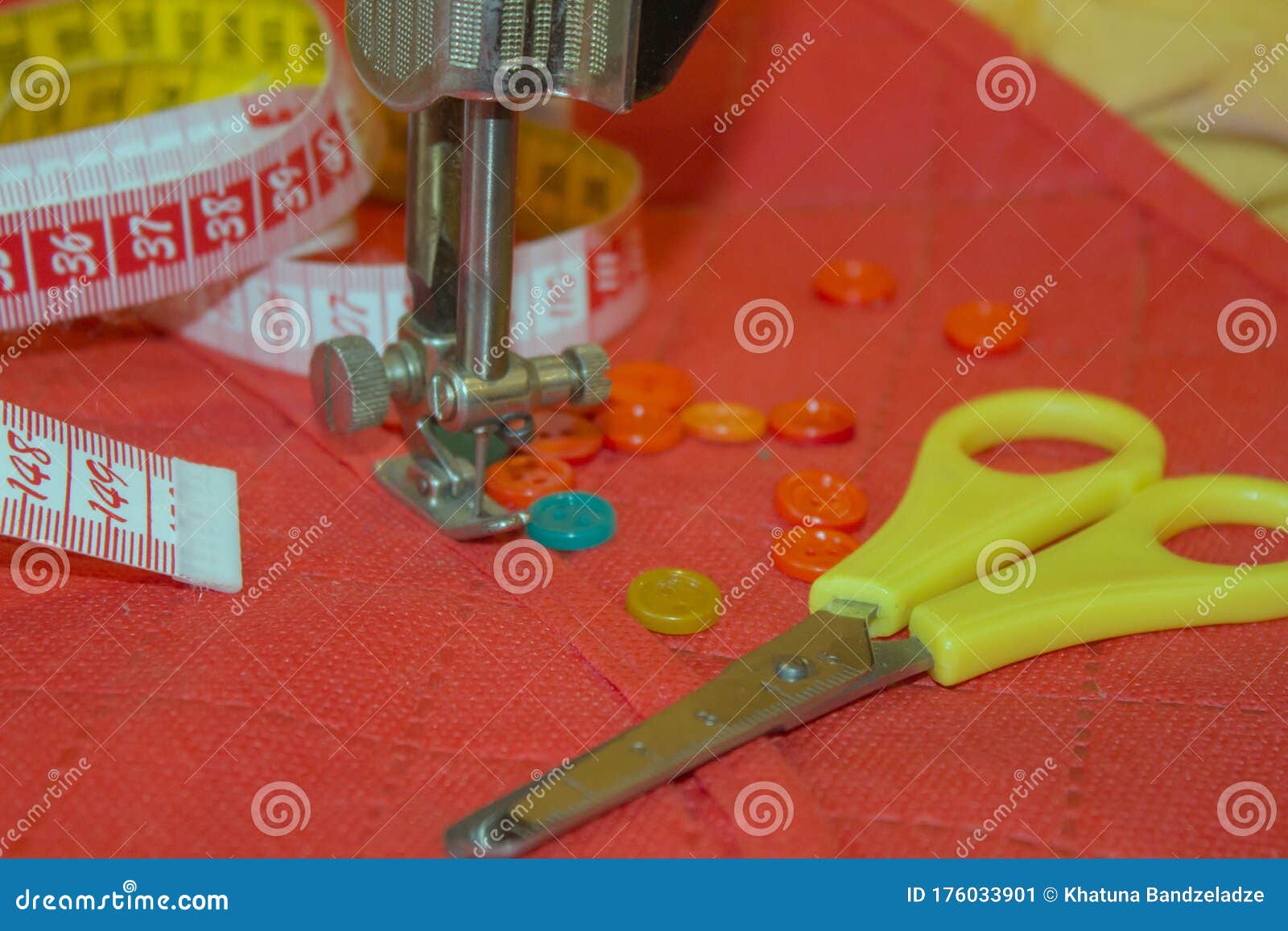 Sewing Still Life. Thread, Needles and Cloth Stock Image - Image of ...