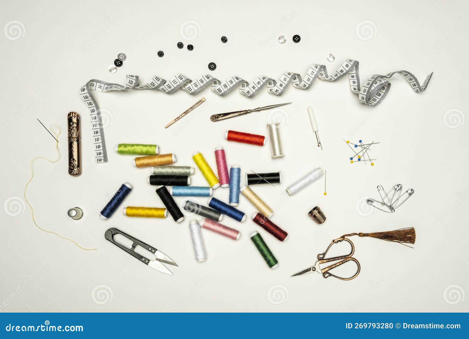 Sewing Still Life on White Background Stock Photo - Image of ...