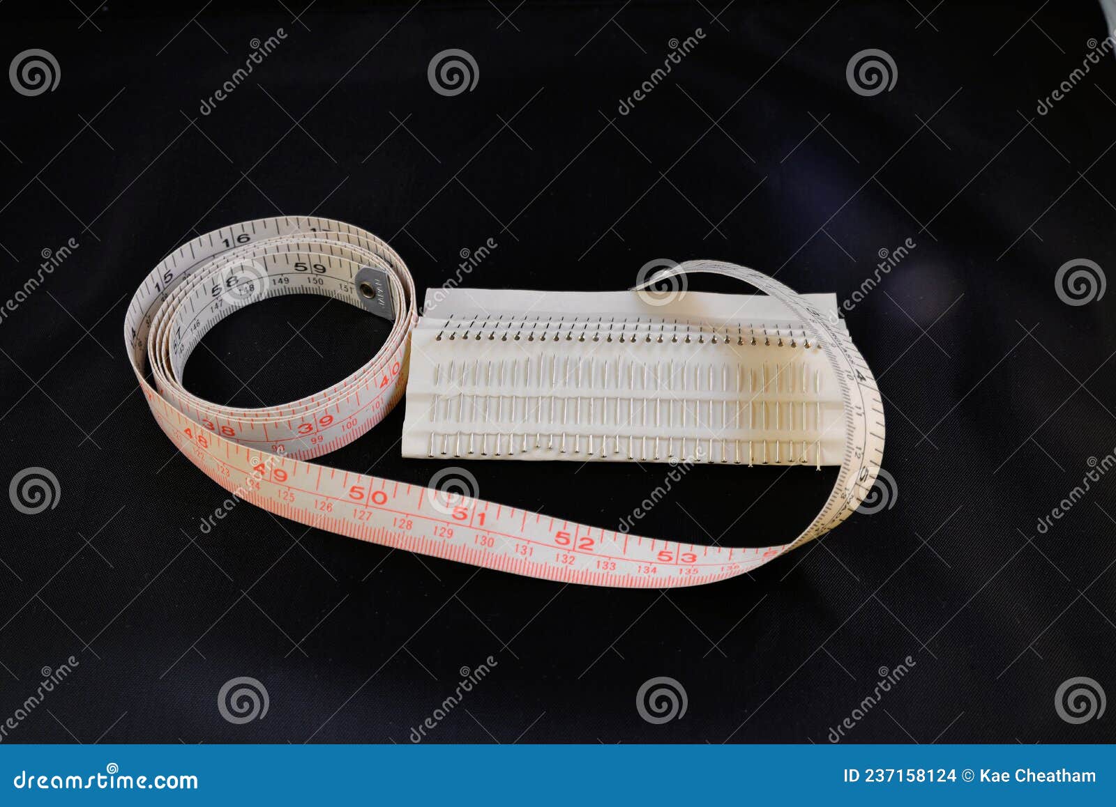 Sewing: Straightpins and Tape Measure Stock Photo - Image of ...