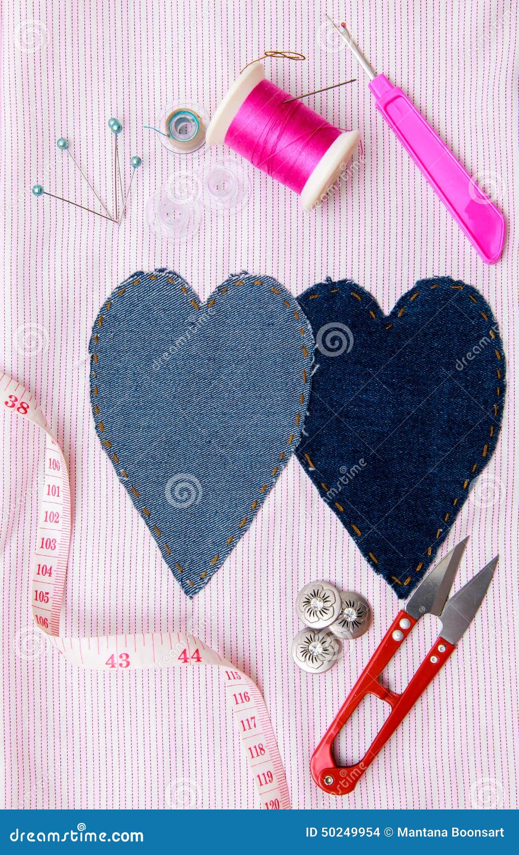 Sewing Stuff on Fabric Pattern Stock Photo - Image of tailor, pattern ...