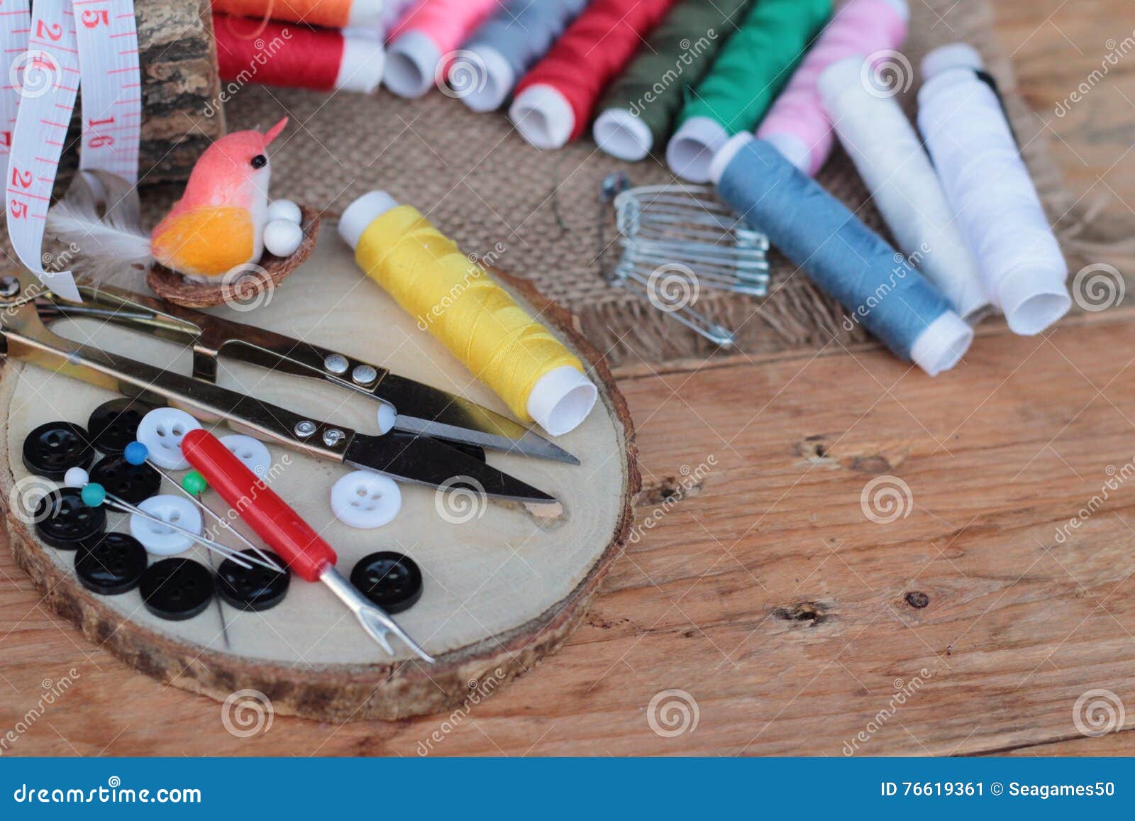Sewing Supplies ,scissors Thread with and Scissors. Stock Image - Image ...