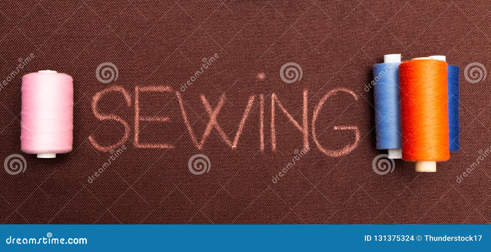 Sewing Text Flanked by Spools of Thread Stock Photo - Image of written ...
