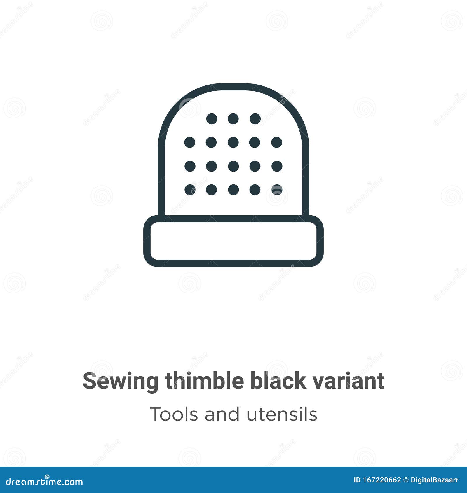 Sewing Thimble Black Variant Outline Vector Icon. Thin Line Black ...