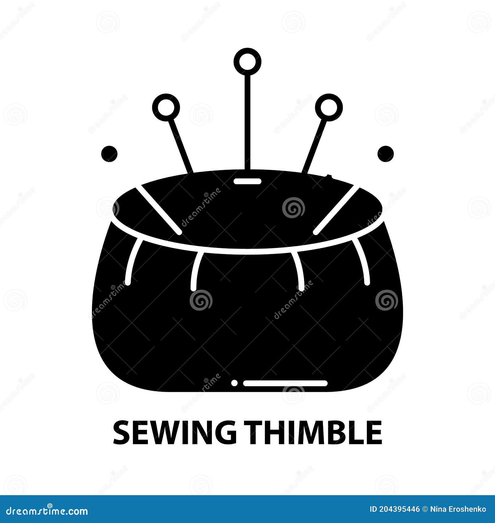 Sewing Thimble Icon, Black Vector Sign with Editable Strokes, Concept ...