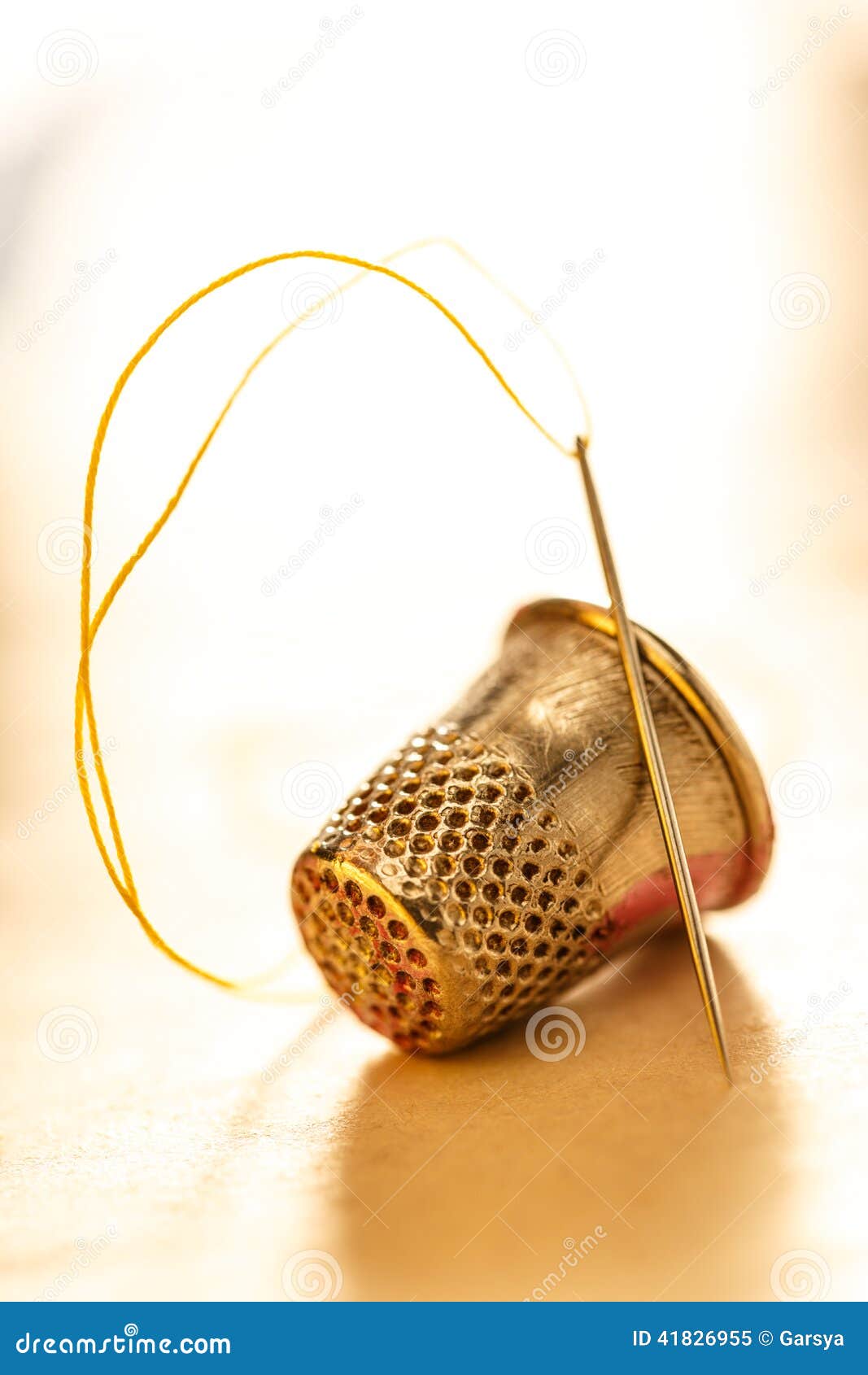 Sewing Thimble and Needle with Thread Stock Image - Image of finger ...