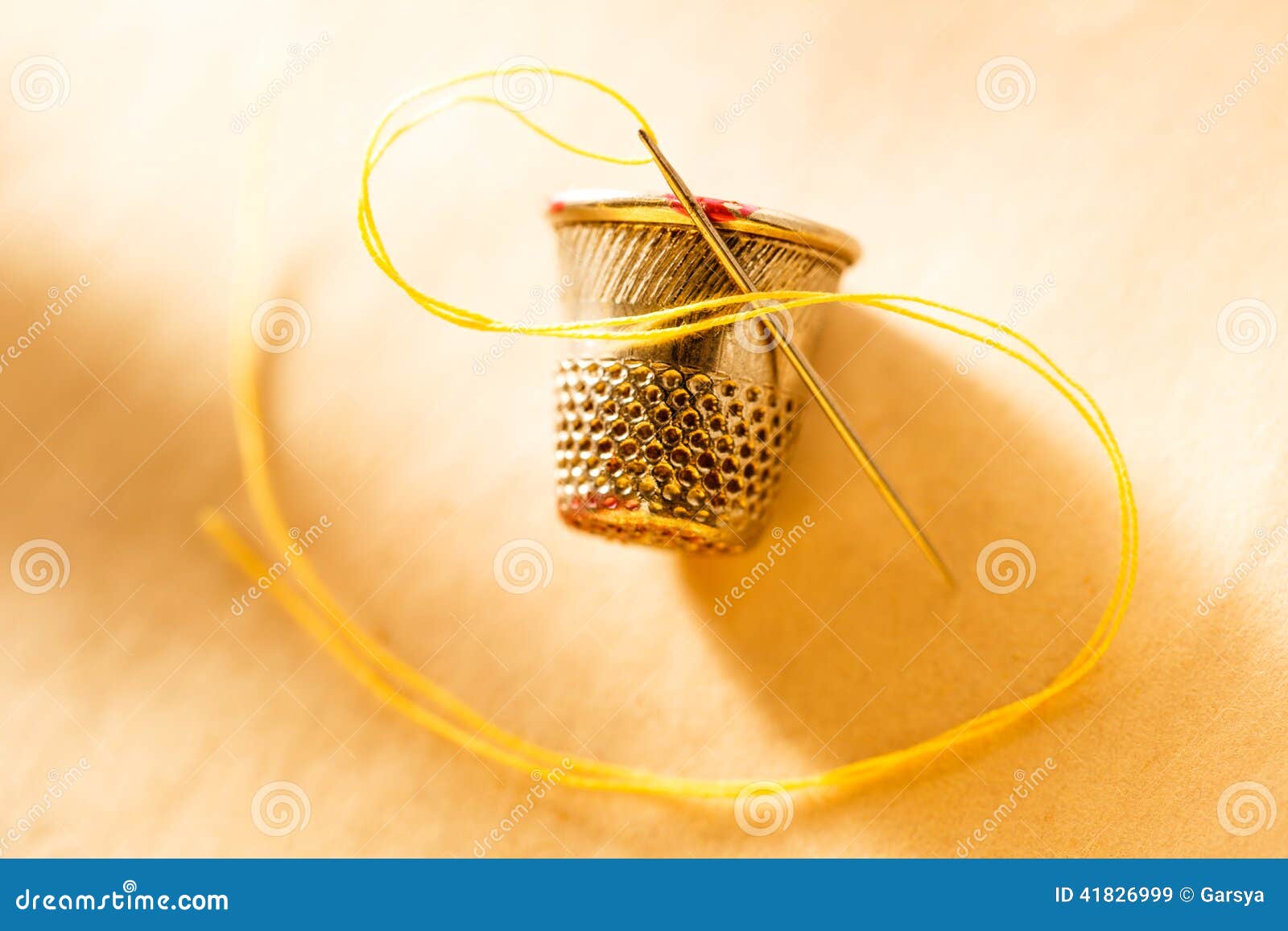 Sewing Thimble and Needle with Thread Stock Image - Image of craft ...