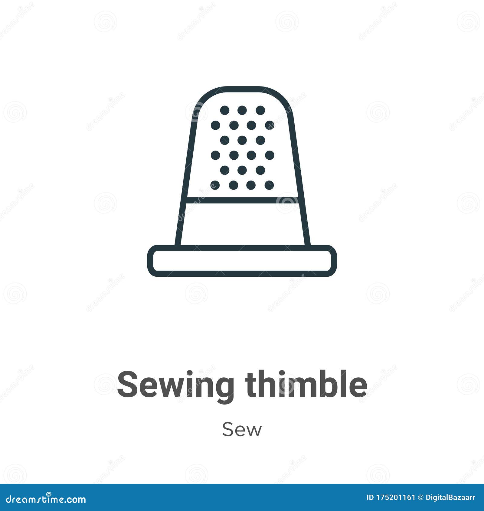Sewing Thimble Outline Vector Icon. Thin Line Black Sewing Thimble Icon, Flat Vector Simple ...