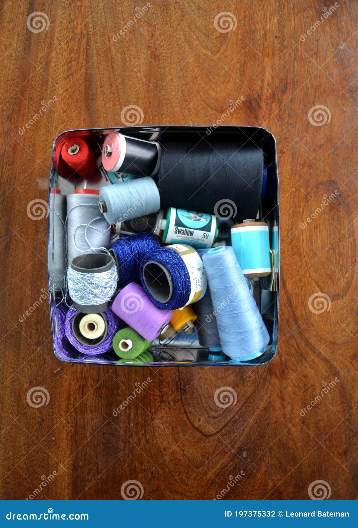 Sewing thread box stock photo. Image of blue, thread - 197375332
