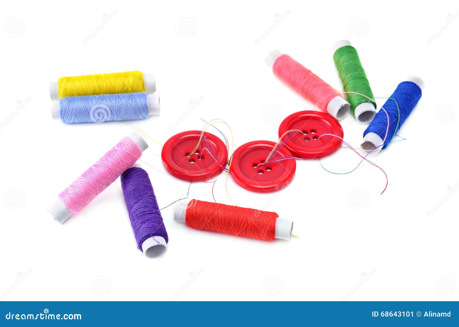 Sewing thread and buttons stock image. Image of isolated - 68643101
