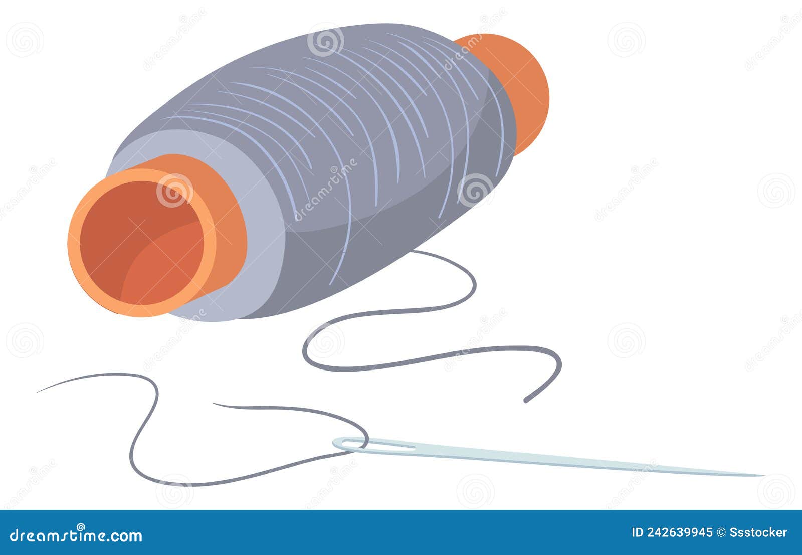 Sewing Thread Cop with Needle. Needlework Cartoon Icon Stock Vector ...