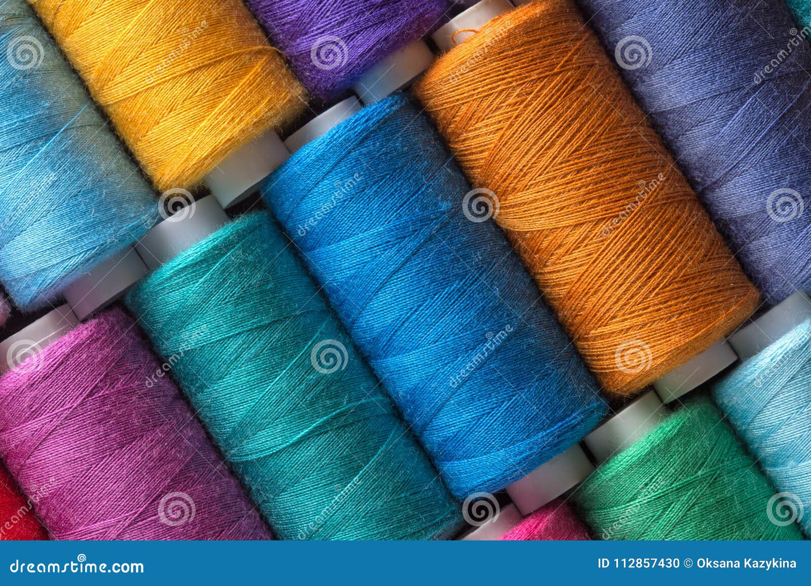 Sewing Thread in Different Colors Pink Blue Green Red Stock Photo ...